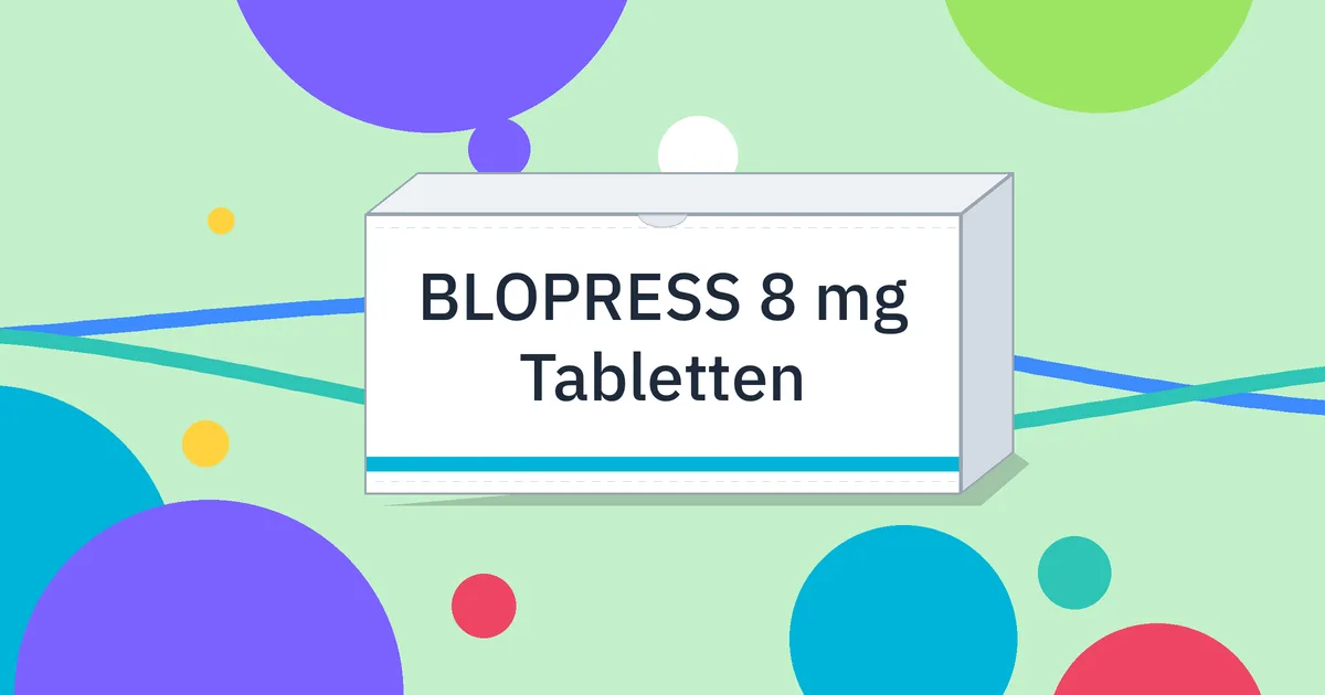 Symbolbild: Packung mit der Aufschrift BLOPRESS 8 mg Tabletten (PZN 08625142) – Verfügbarkeit und Bezug in Apotheken in Frankfurt am Main