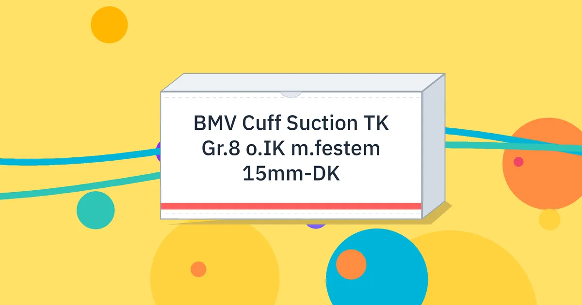 Symbolbild: Packung mit der Aufschrift BMV Cuff Suction TK Gr.8 o.IK m.festem 15mm-DK (PZN 18848682) – Verfügbarkeit und Bezug in Apotheken in Frankfurt am Main