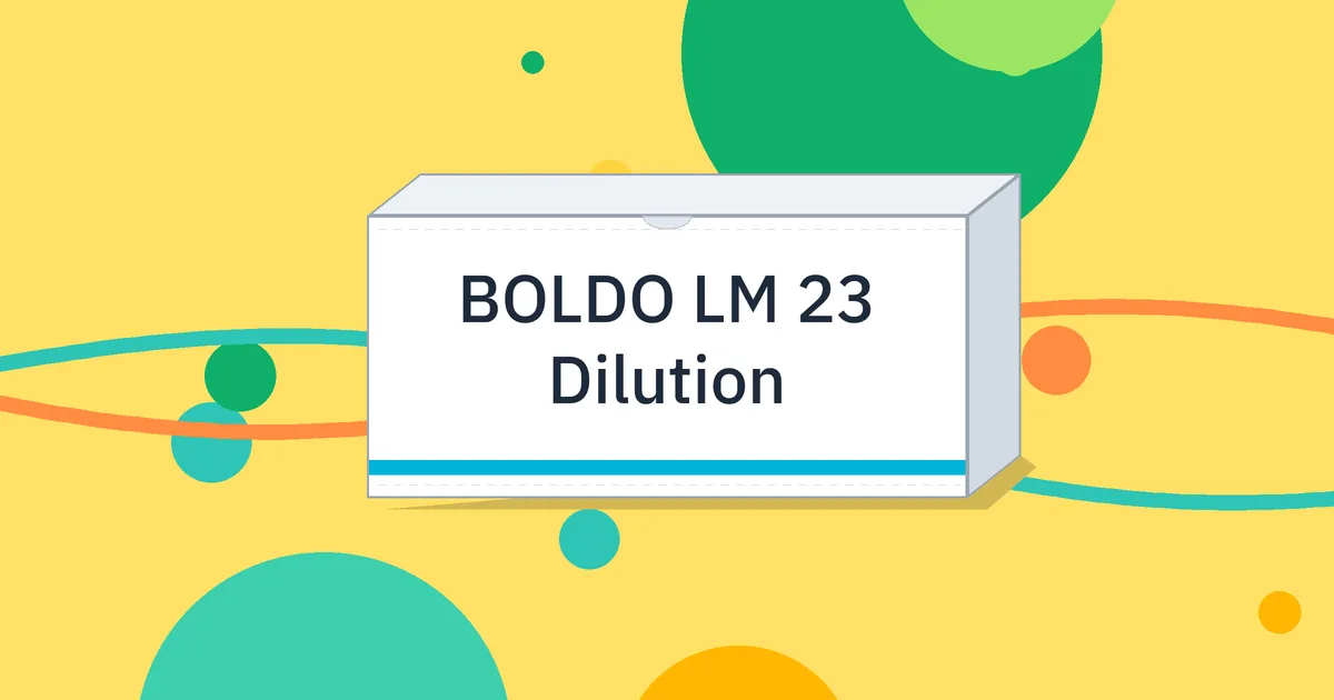 Symbolbild: Packung mit der Aufschrift BOLDO LM 23 Dilution (PZN 13390652) – Verfügbarkeit und Bezug in Apotheken in Frankfurt am Main