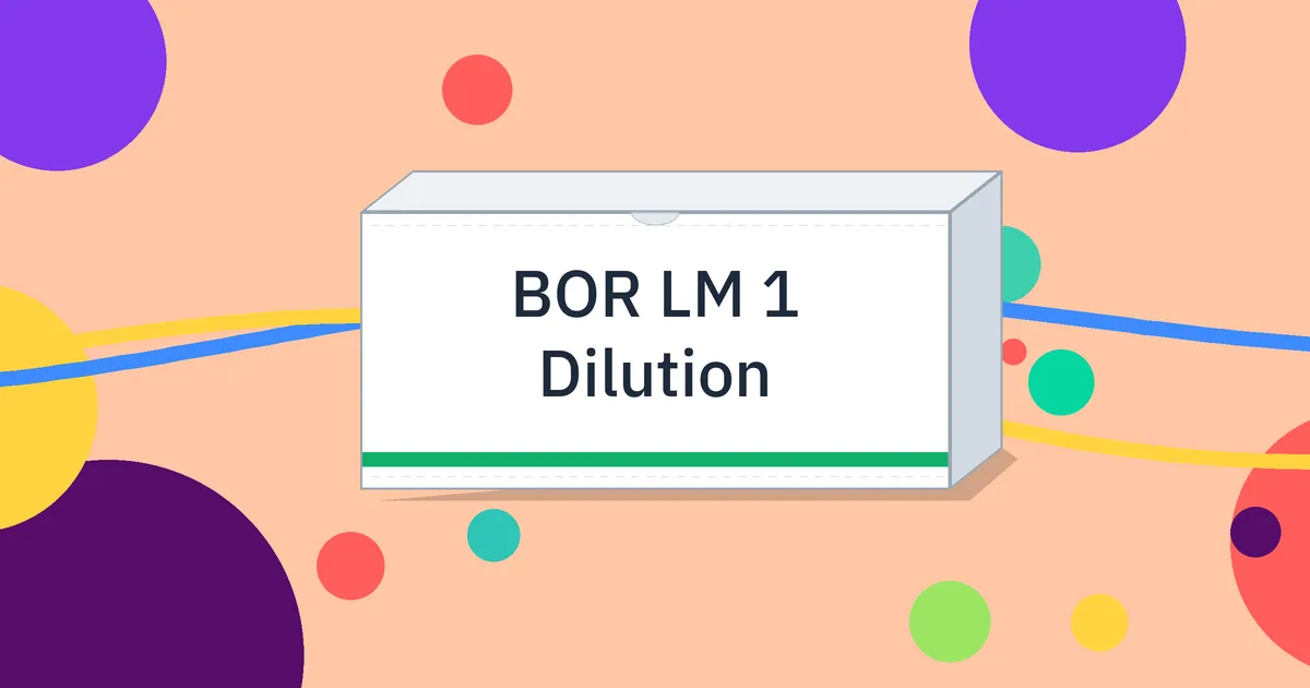 Symbolbild: Packung mit der Aufschrift BOR LM 1 Dilution (PZN 12795542) – Verfügbarkeit und Bezug in Apotheken in Frankfurt am Main