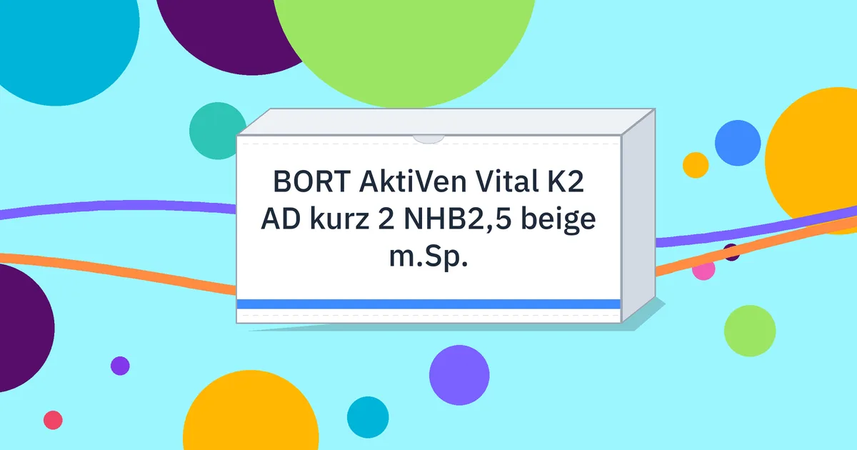 Symbolbild: Packung mit der Aufschrift BORT AktiVen Vital K2 AD kurz 2 NHB2,5 beige m.Sp. (PZN 17499162) – Verfügbarkeit und Bezug in Apotheken in Frankfurt am Main