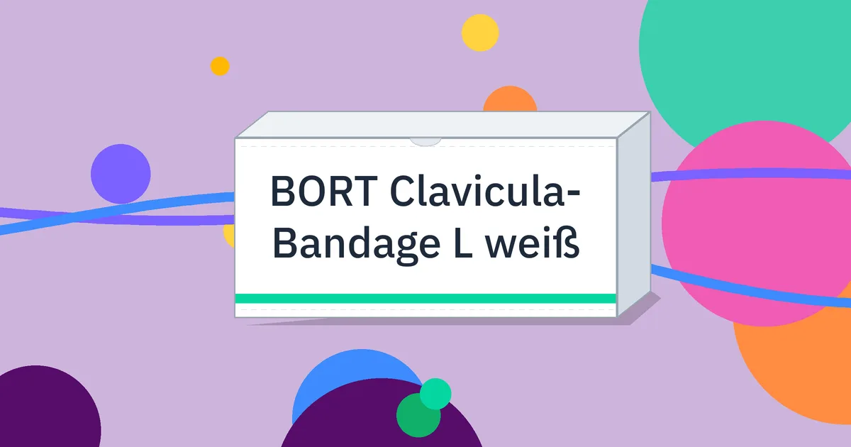 Symbolbild: Packung mit der Aufschrift BORT Clavicula-Bandage L weiß (PZN 09443271) – Verfügbarkeit und Bezug in Apotheken in Frankfurt am Main