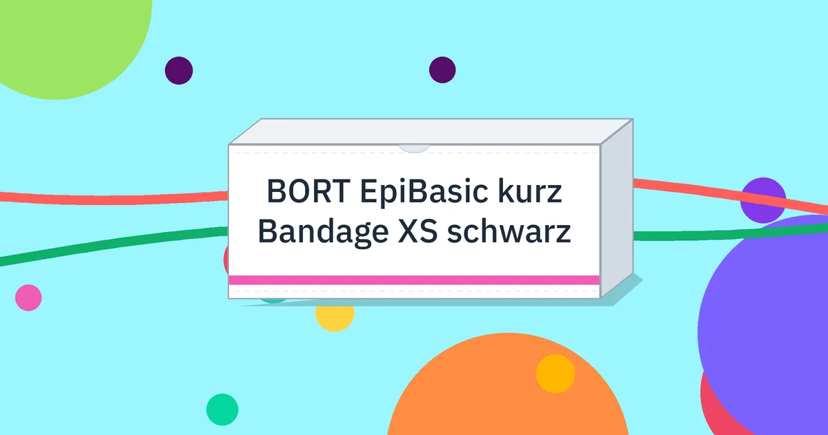 Symbolbild: Packung mit der Aufschrift BORT EpiBasic kurz Bandage XS schwarz (PZN 15255881) – Verfügbarkeit und Bezug in Apotheken in Frankfurt am Main