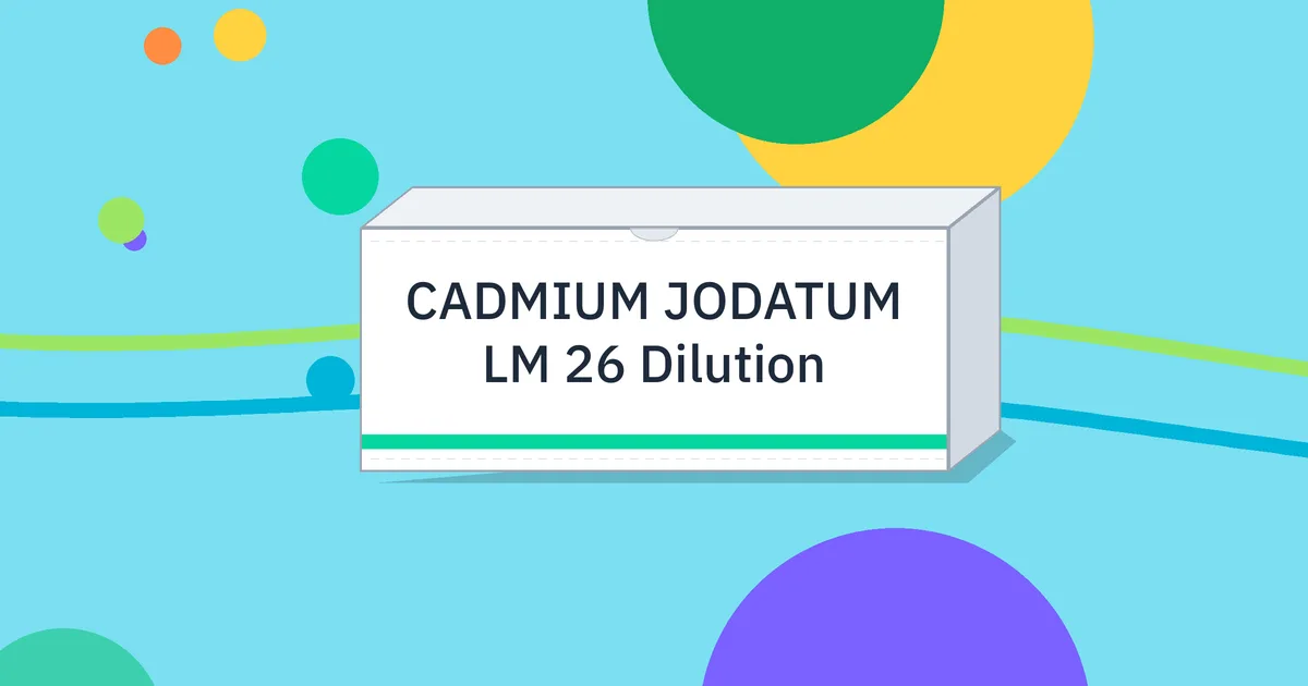 Symbolbild: Packung mit der Aufschrift CADMIUM JODATUM LM 26 Dilution (PZN 12798486) – Verfügbarkeit und Bezug in Apotheken in Frankfurt am Main