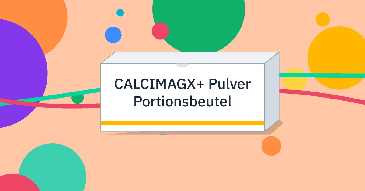 Symbolbild: Packung mit der Aufschrift CALCIMAGX+ Pulver Portionsbeutel (PZN 19871200) – Verfügbarkeit und Bezug in Apotheken in Frankfurt am Main