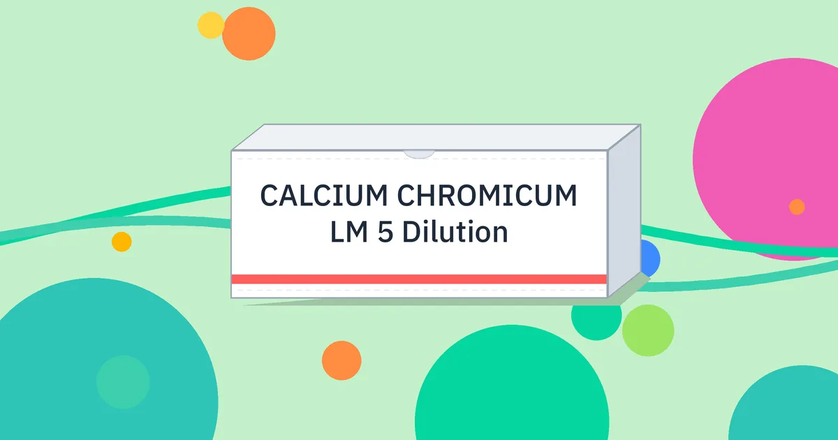 Symbolbild: Packung mit der Aufschrift CALCIUM CHROMICUM LM 5 Dilution (PZN 13408234) – Verfügbarkeit und Bezug in Apotheken in Frankfurt am Main