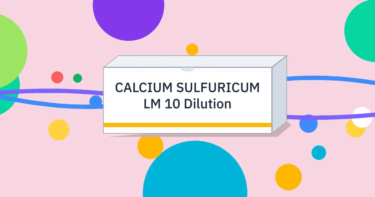 Symbolbild: Packung mit der Aufschrift CALCIUM SULFURICUM LM 10 Dilution (PZN 12806961) – Verfügbarkeit und Bezug in Apotheken in Frankfurt am Main