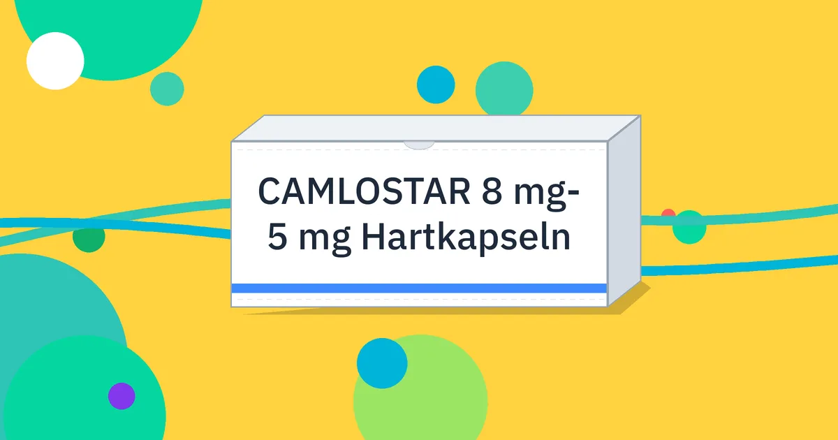 Symbolbild: Packung mit der Aufschrift CAMLOSTAR 8 mg-5 mg Hartkapseln (PZN 12540612) – Verfügbarkeit und Bezug in Apotheken in Frankfurt am Main
