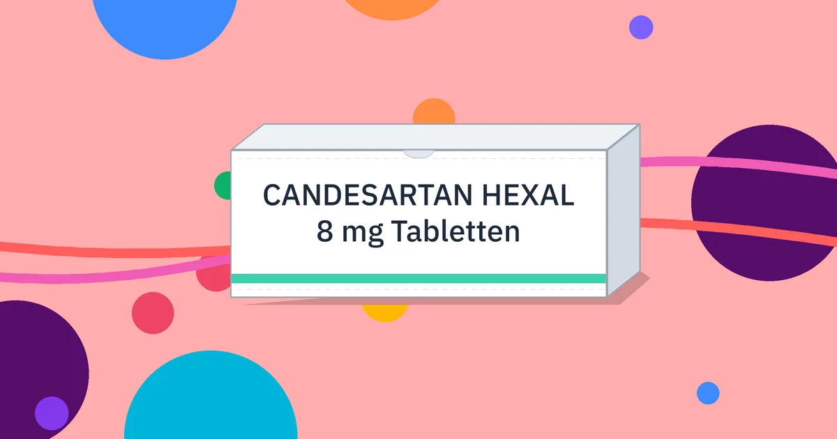 Symbolbild: Packung mit der Aufschrift CANDESARTAN HEXAL 8 mg Tabletten (PZN 19127631) – Verfügbarkeit und Bezug in Apotheken in Frankfurt am Main