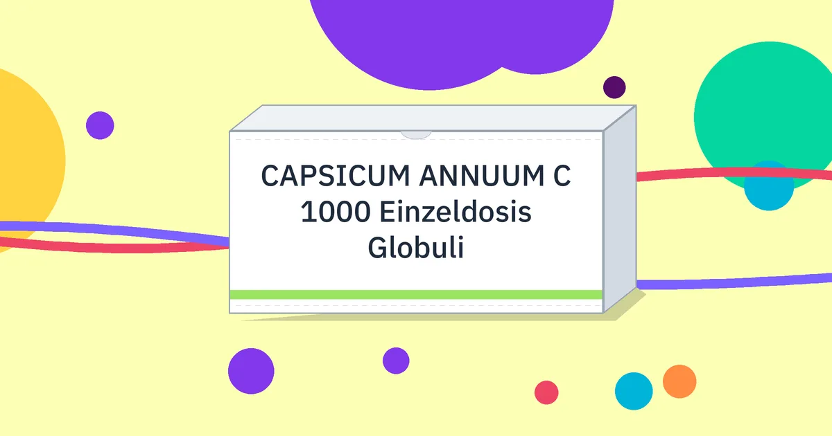 Symbolbild: Packung mit der Aufschrift CAPSICUM ANNUUM C 1000 Einzeldosis Globuli (PZN 01917924) – Verfügbarkeit und Bezug in Apotheken in Frankfurt am Main