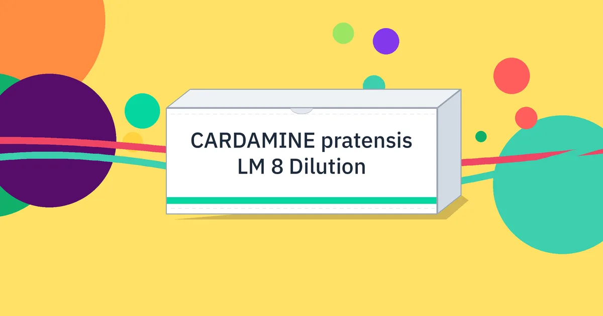 Symbolbild: Packung mit der Aufschrift CARDAMINE pratensis LM 8 Dilution (PZN 13429093) – Verfügbarkeit und Bezug in Apotheken in Frankfurt am Main