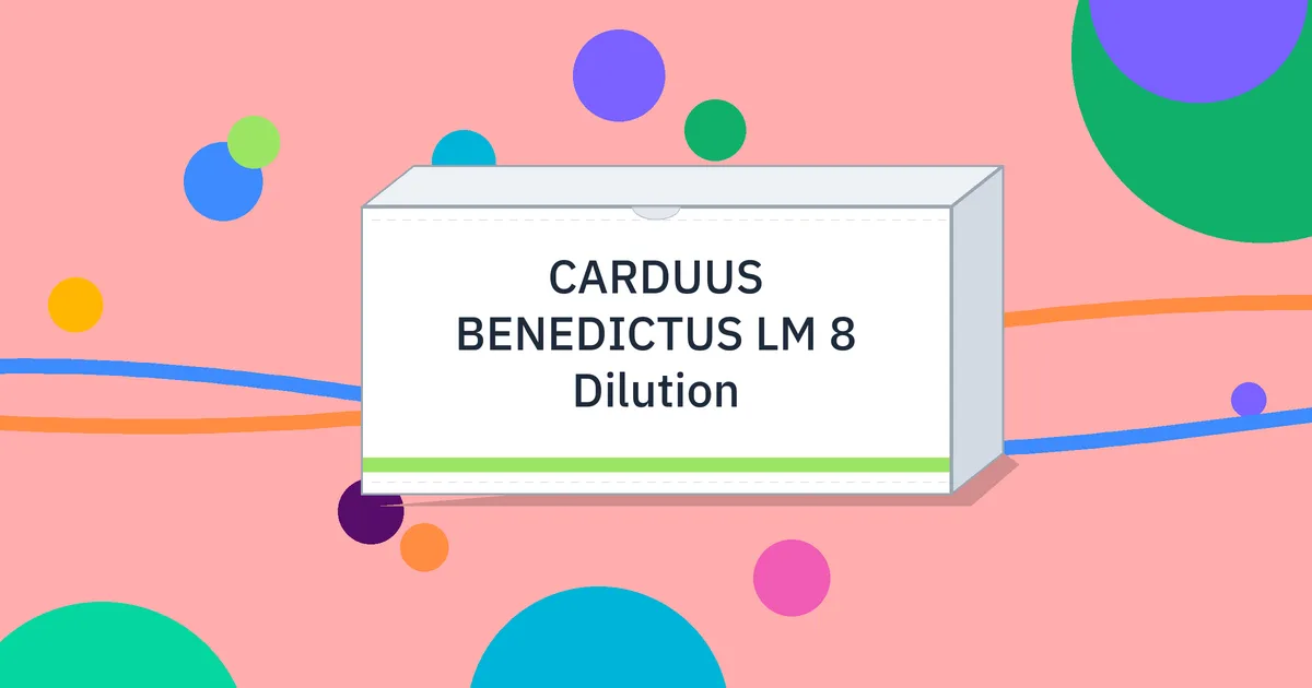 Symbolbild: Packung mit der Aufschrift CARDUUS BENEDICTUS LM 8 Dilution (PZN 13430044) – Verfügbarkeit und Bezug in Apotheken in Frankfurt am Main