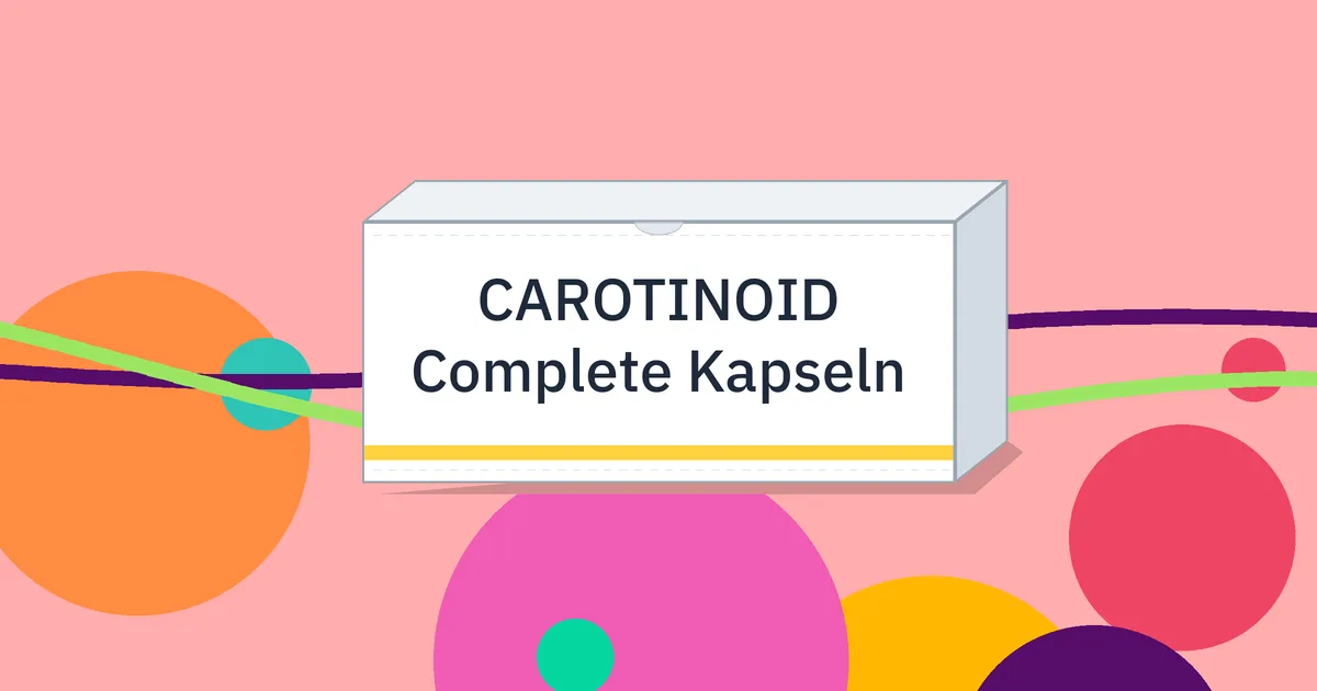 Symbolbild: Packung mit der Aufschrift CAROTINOID Complete Kapseln (PZN 18372512) – Verfügbarkeit und Bezug in Apotheken in Frankfurt am Main