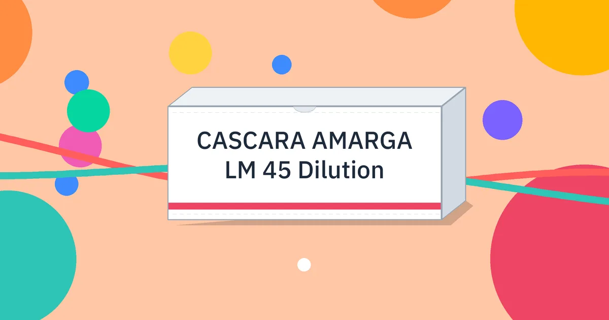 Symbolbild: Packung mit der Aufschrift CASCARA AMARGA LM 45 Dilution (PZN 13432681) – Verfügbarkeit und Bezug in Apotheken in Frankfurt am Main