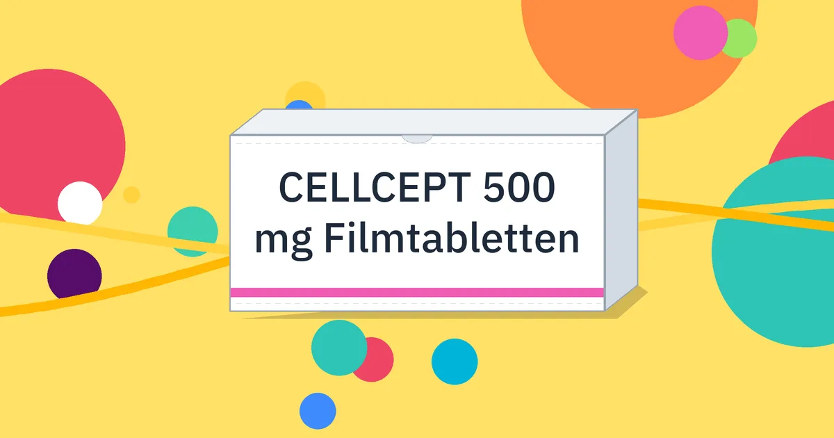 Symbolbild: Packung mit der Aufschrift CELLCEPT 500 mg Filmtabletten (PZN 05502568) – Verfügbarkeit und Bezug in Apotheken in Frankfurt am Main