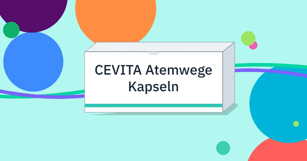 Symbolbild: Packung mit der Aufschrift CEVITA Atemwege Kapseln (PZN 08467223) – Verfügbarkeit und Bezug in Apotheken in Frankfurt am Main