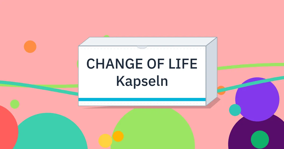Symbolbild: Packung mit der Aufschrift CHANGE OF LIFE Kapseln (PZN 15201187) – Verfügbarkeit und Bezug in Apotheken in Frankfurt am Main