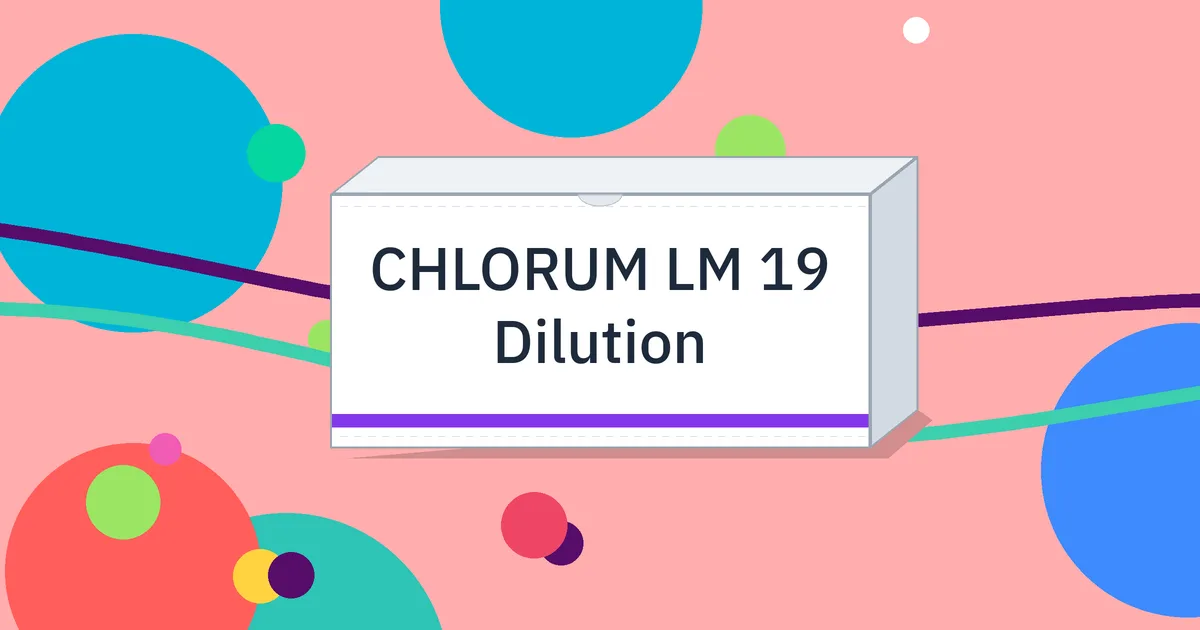 Symbolbild: Packung mit der Aufschrift CHLORUM LM 19 Dilution (PZN 12816528) – Verfügbarkeit und Bezug in Apotheken in Frankfurt am Main