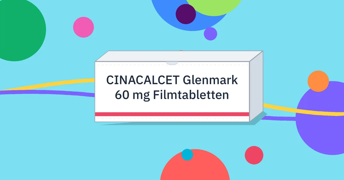 Symbolbild: Packung mit der Aufschrift CINACALCET Glenmark 60 mg Filmtabletten (PZN 16038938) – Verfügbarkeit und Bezug in Apotheken in Frankfurt am Main