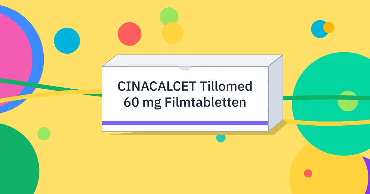 Symbolbild: Packung mit der Aufschrift CINACALCET Tillomed 60 mg Filmtabletten (PZN 20637053) – Verfügbarkeit und Bezug in Apotheken in Frankfurt am Main