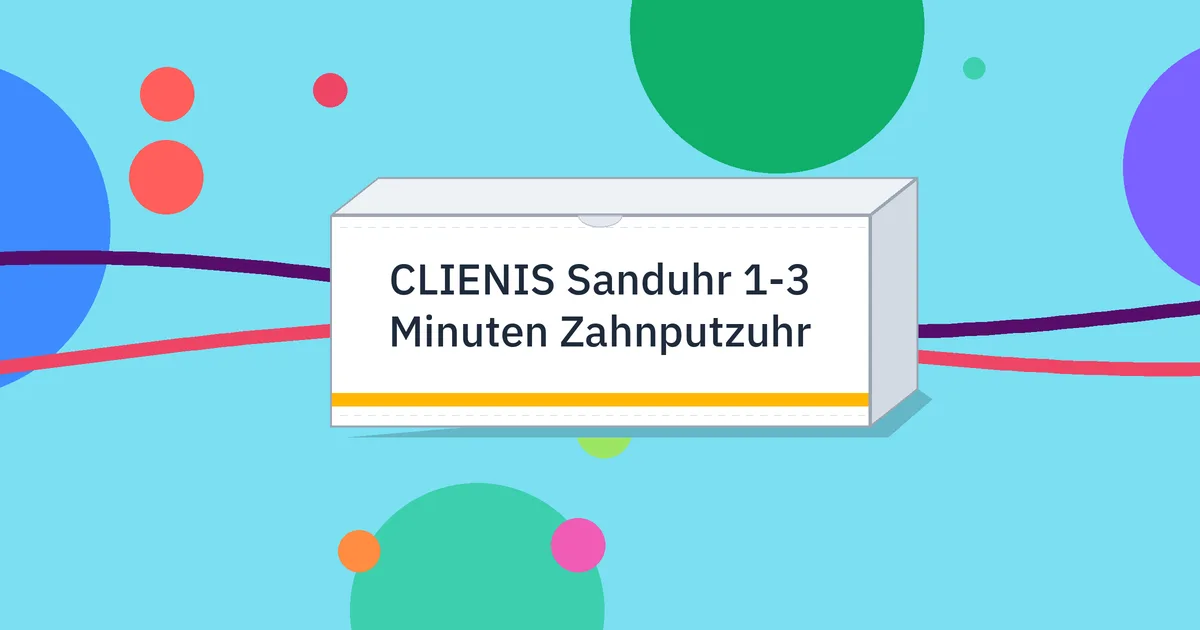 Symbolbild: Packung mit der Aufschrift CLIENIS Sanduhr 1-3 Minuten Zahnputzuhr (PZN 11157905) – Verfügbarkeit und Bezug in Apotheken in Frankfurt am Main