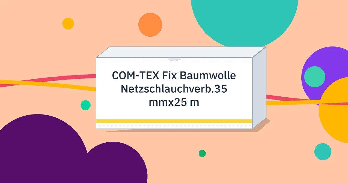 Symbolbild: Packung mit der Aufschrift COM-TEX Fix Baumwolle Netzschlauchverb.35 mmx25 m (PZN 04723209) – Verfügbarkeit und Bezug in Apotheken in Frankfurt am Main
