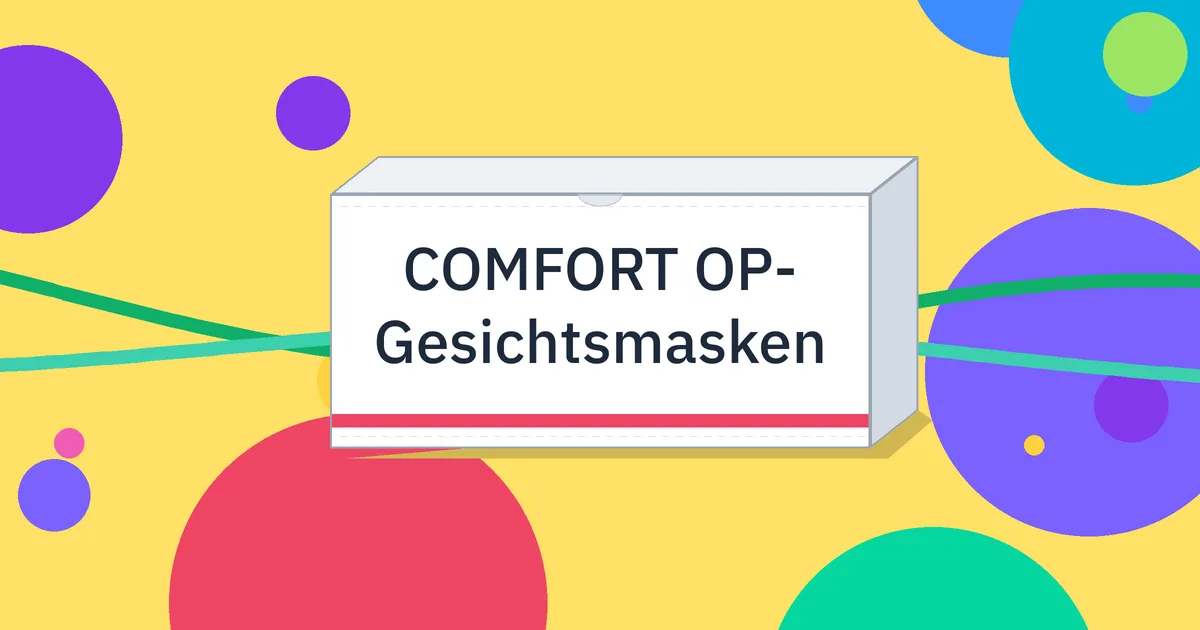 Symbolbild: Packung mit der Aufschrift COMFORT OP-Gesichtsmasken (PZN 00068788) – Verfügbarkeit und Bezug in Apotheken in Frankfurt am Main