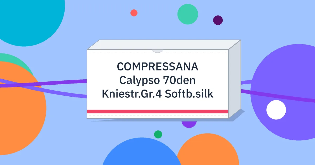 Symbolbild: Packung mit der Aufschrift COMPRESSANA Calypso 70den Kniestr.Gr.4 Softb.silk (PZN 07719390) – Verfügbarkeit und Bezug in Apotheken in Frankfurt am Main