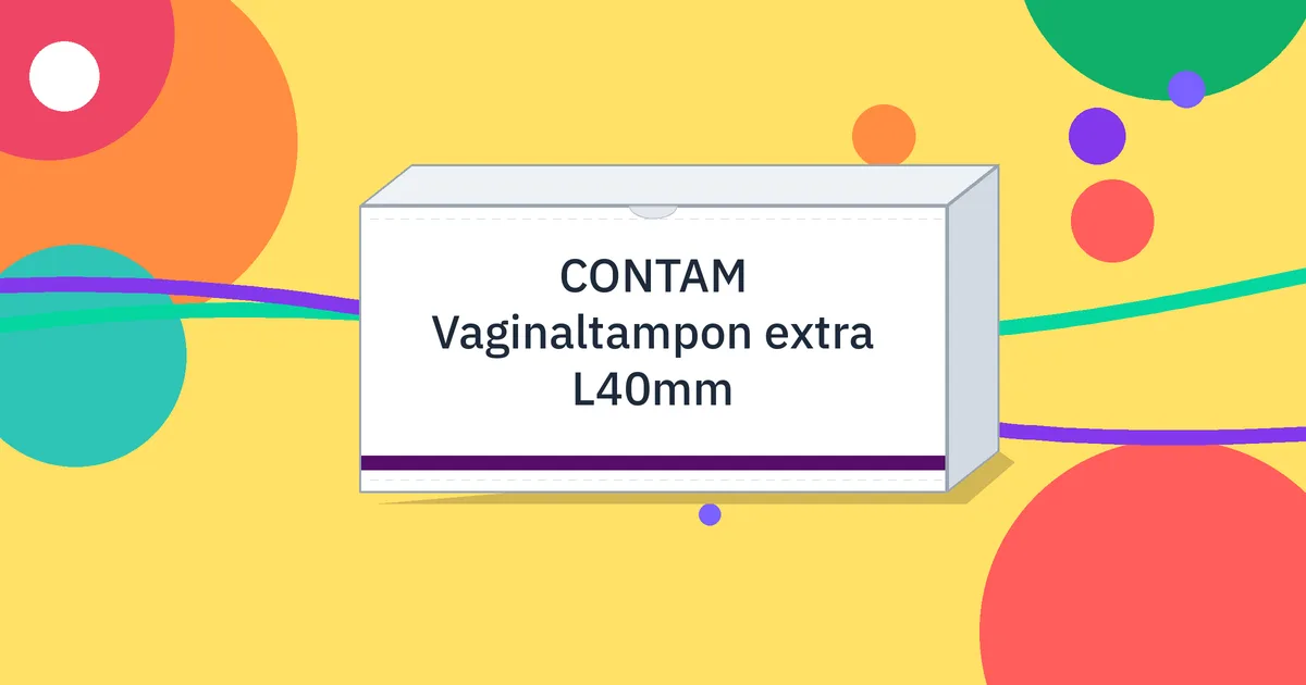 Symbolbild: Packung mit der Aufschrift CONTAM Vaginaltampon extra L40mm (PZN 19278270) – Verfügbarkeit und Bezug in Apotheken in Frankfurt am Main