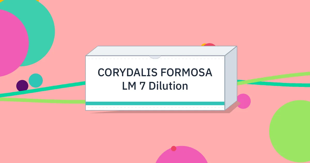 Symbolbild: Packung mit der Aufschrift CORYDALIS FORMOSA LM 7 Dilution (PZN 13453938) – Verfügbarkeit und Bezug in Apotheken in Frankfurt am Main