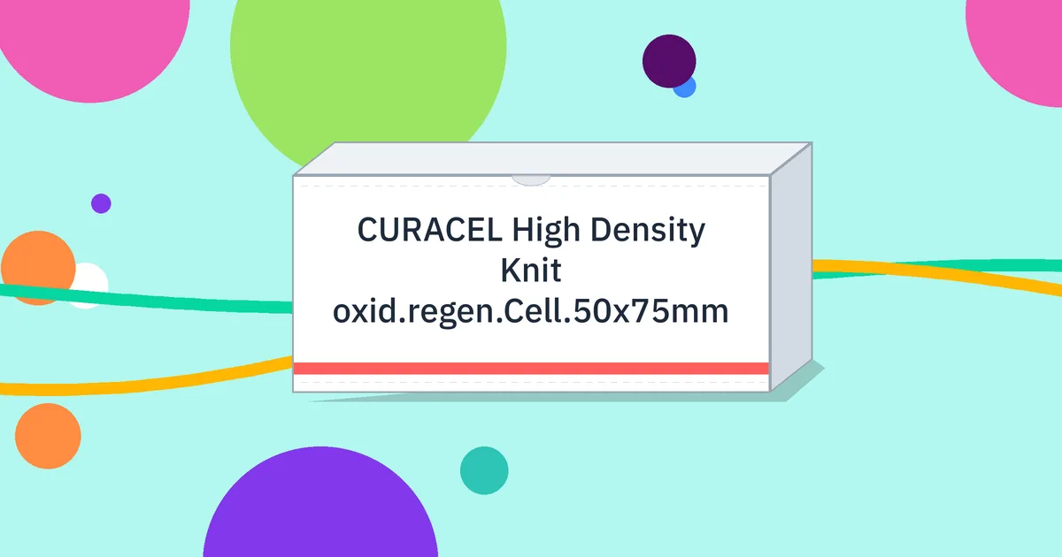 Symbolbild: Packung mit der Aufschrift CURACEL High Density Knit oxid.regen.Cell.50x75mm (PZN 16210952) – Verfügbarkeit und Bezug in Apotheken in Frankfurt am Main