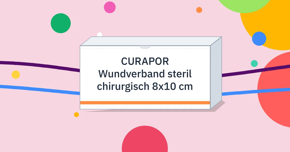 Symbolbild: Packung mit der Aufschrift CURAPOR Wundverband steril chirurgisch 8x10 cm (PZN 18074849) – Verfügbarkeit und Bezug in Apotheken in Frankfurt am Main