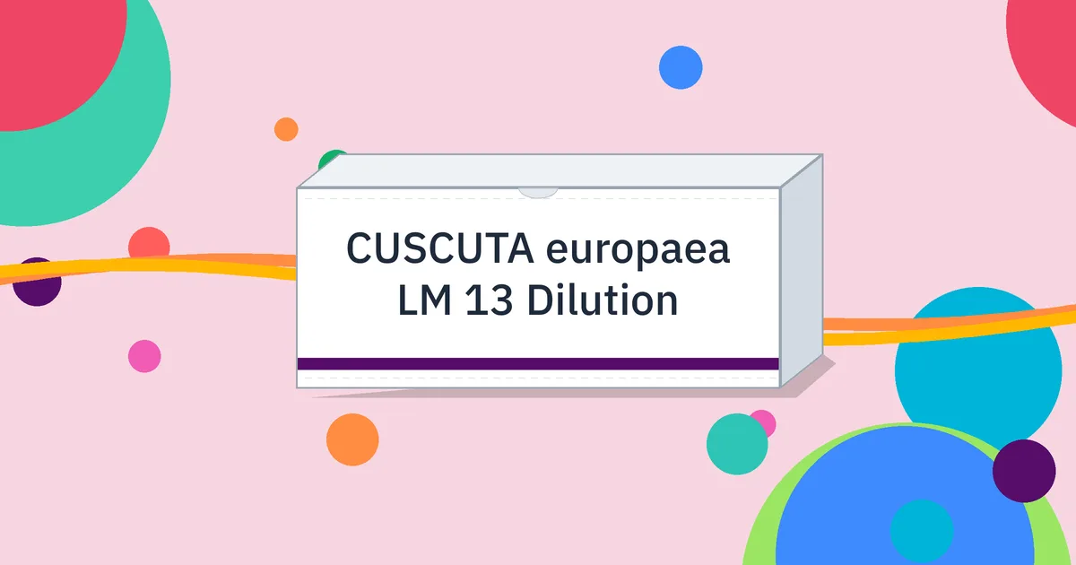 Symbolbild: Packung mit der Aufschrift CUSCUTA europaea LM 13 Dilution (PZN 13459119) – Verfügbarkeit und Bezug in Apotheken in Frankfurt am Main