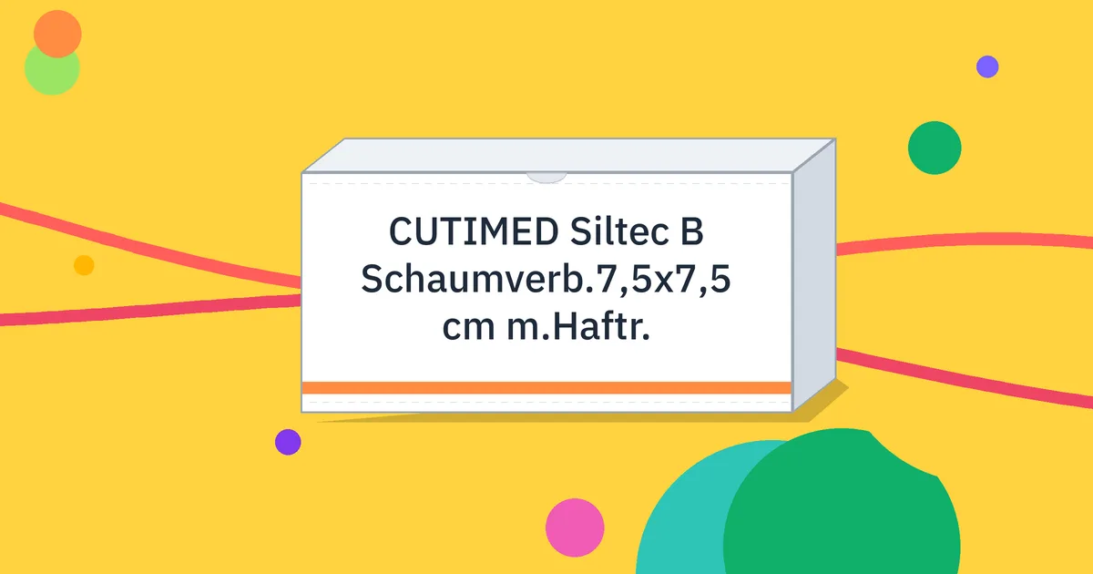 Symbolbild: Packung mit der Aufschrift CUTIMED Siltec B Schaumverb.7,5x7,5 cm m.Haftr. (PZN 14133845) – Verfügbarkeit und Bezug in Apotheken in Frankfurt am Main
