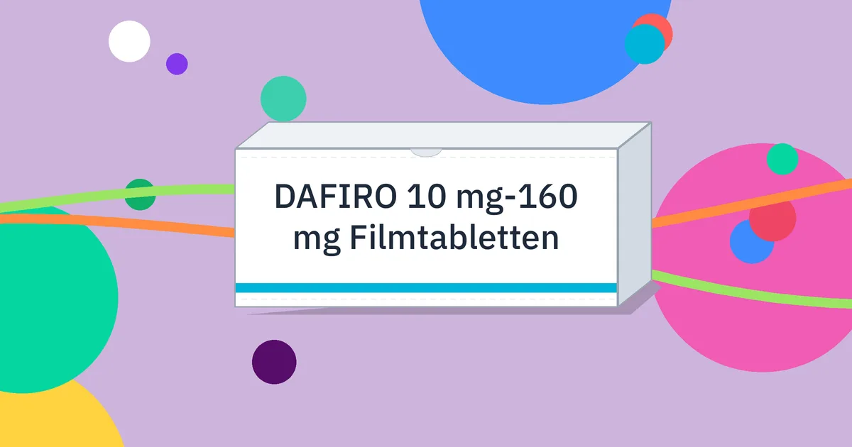 Symbolbild: Packung mit der Aufschrift DAFIRO 10 mg-160 mg Filmtabletten (PZN 11046910) – Verfügbarkeit und Bezug in Apotheken in Frankfurt am Main
