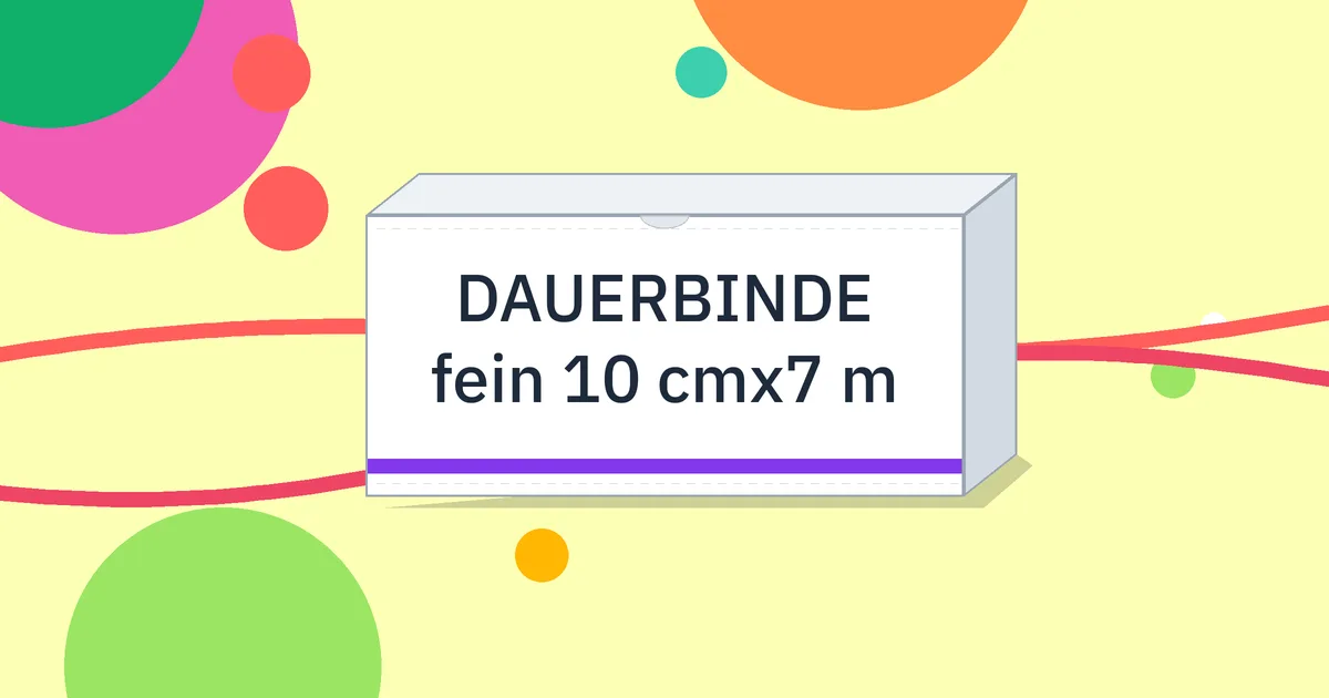 Symbolbild: Packung mit der Aufschrift DAUERBINDE fein 10 cmx7 m (PZN 12592313) – Verfügbarkeit und Bezug in Apotheken in Frankfurt am Main