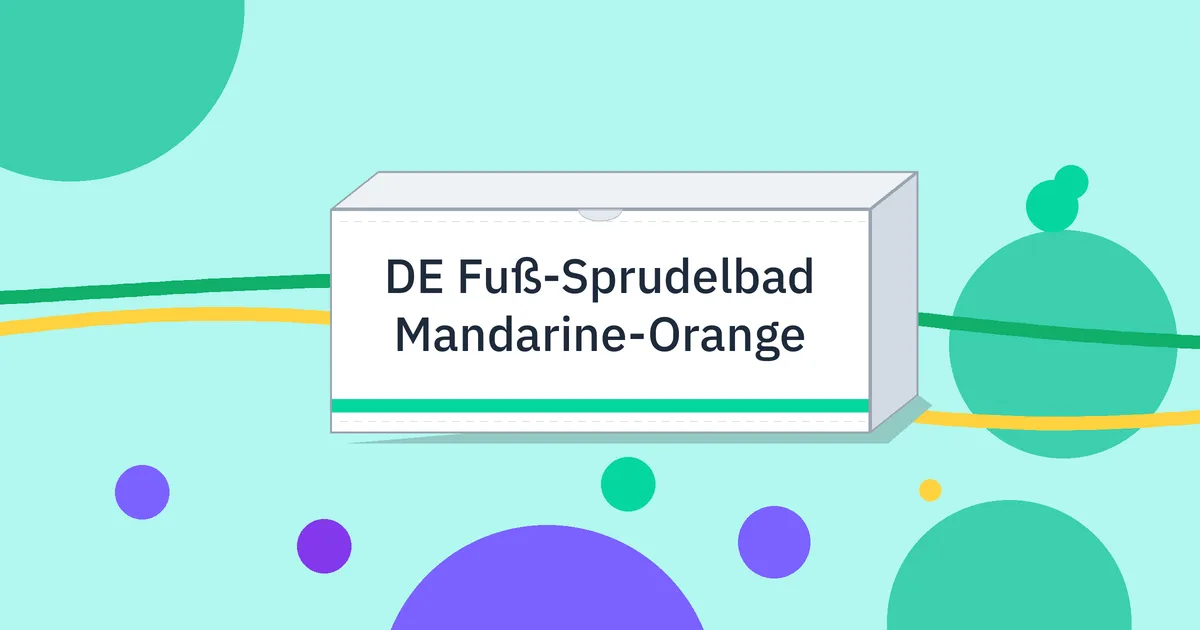 Symbolbild: Packung mit der Aufschrift DE Fuß-Sprudelbad Mandarine-Orange (PZN 06774932) – Verfügbarkeit und Bezug in Apotheken in Frankfurt am Main