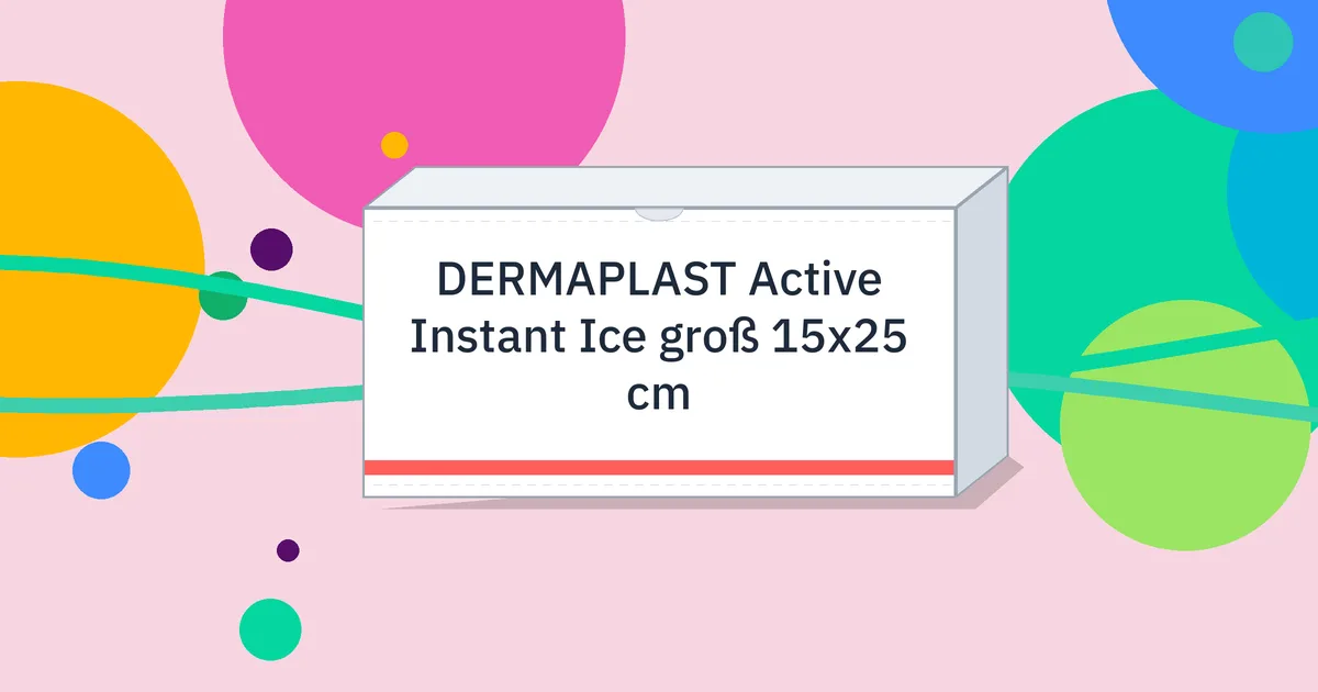 Symbolbild: Packung mit der Aufschrift DERMAPLAST Active Instant Ice groß 15x25 cm (PZN 12902966) – Verfügbarkeit und Bezug in Apotheken in Frankfurt am Main