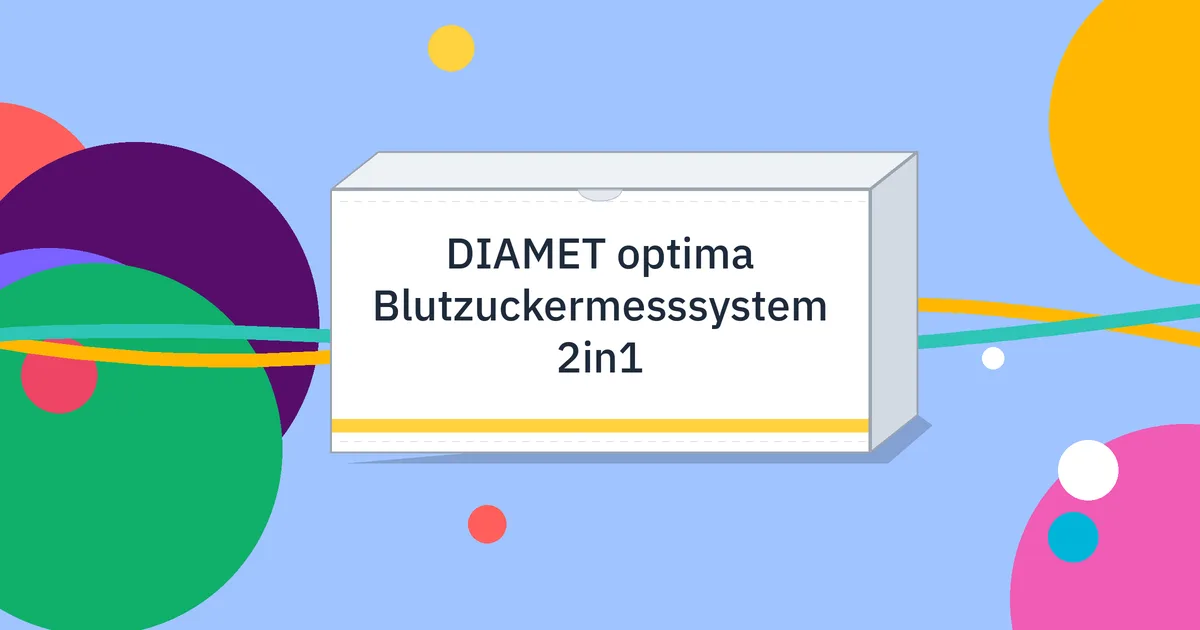 Symbolbild: Packung mit der Aufschrift DIAMET optima Blutzuckermesssystem 2in1 (PZN 03654883) – Verfügbarkeit und Bezug in Apotheken in Frankfurt am Main
