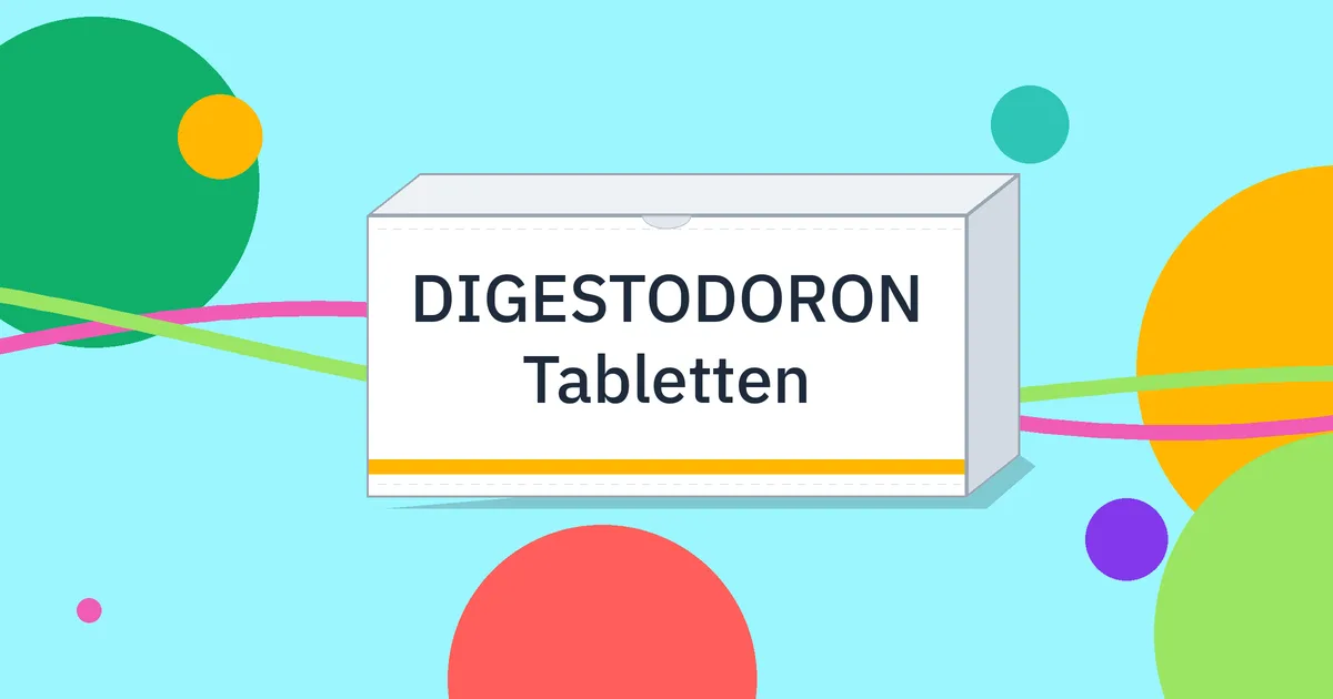 Symbolbild: Packung mit der Aufschrift DIGESTODORON Tabletten (PZN 08915845) – Verfügbarkeit und Bezug in Apotheken in Frankfurt am Main