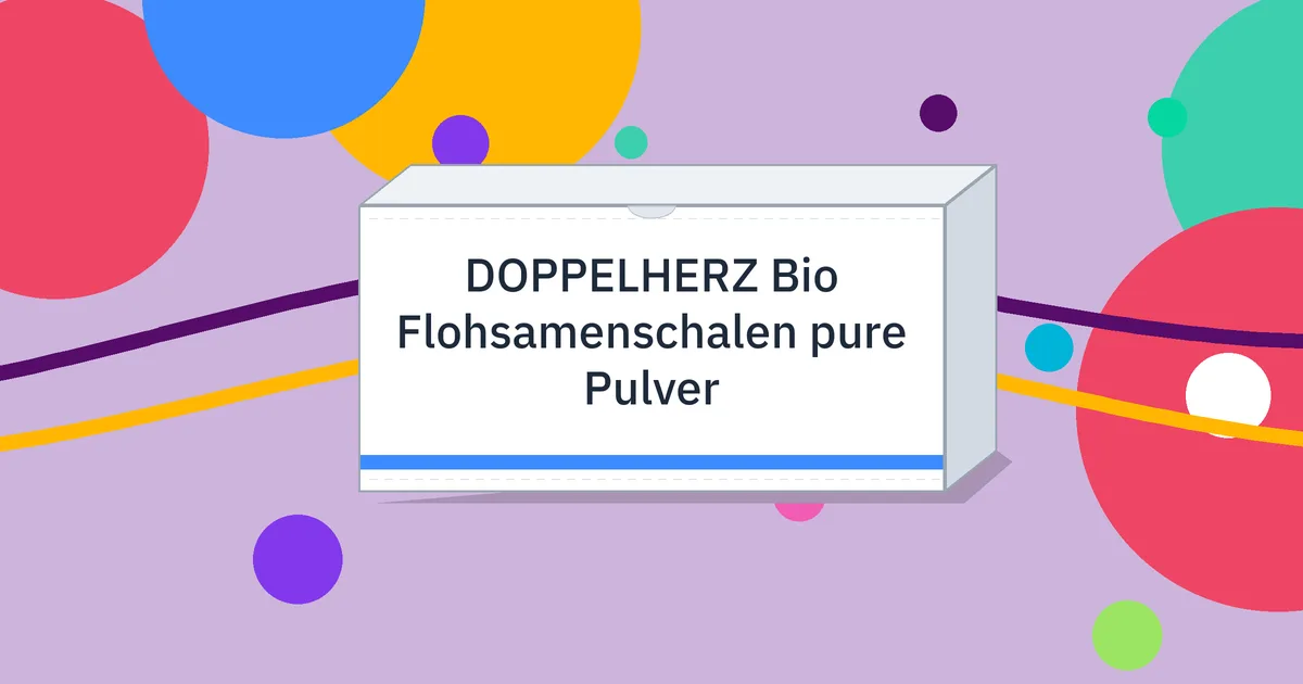 Symbolbild: Packung mit der Aufschrift DOPPELHERZ Bio Flohsamenschalen pure Pulver (PZN 17974309) – Verfügbarkeit und Bezug in Apotheken in Frankfurt am Main