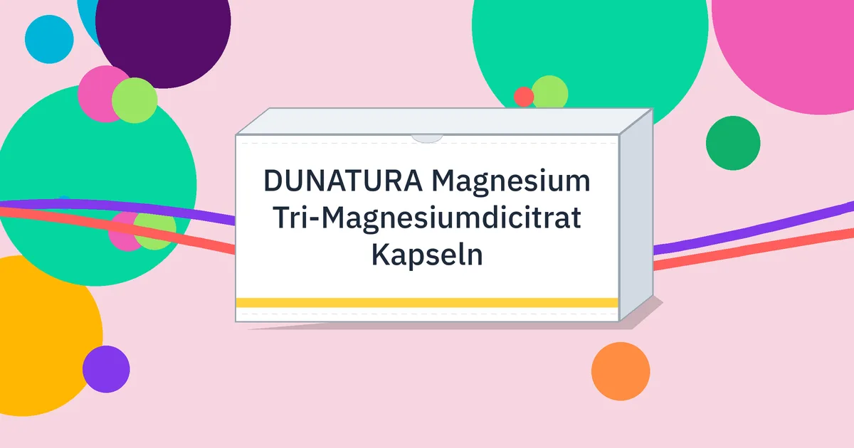 Symbolbild: Packung mit der Aufschrift DUNATURA Magnesium Tri-Magnesiumdicitrat Kapseln (PZN 16865593) – Verfügbarkeit und Bezug in Apotheken in Frankfurt am Main