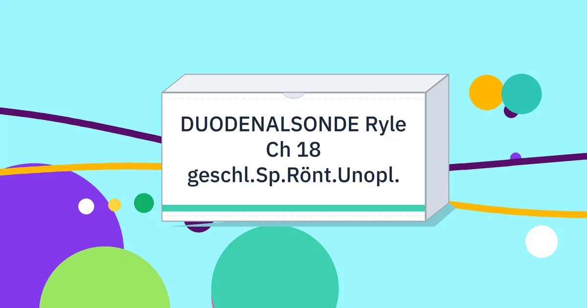 Symbolbild: Packung mit der Aufschrift DUODENALSONDE Ryle Ch 18 geschl.Sp.Rönt.Unopl. (PZN 00636821) – Verfügbarkeit und Bezug in Apotheken in Frankfurt am Main