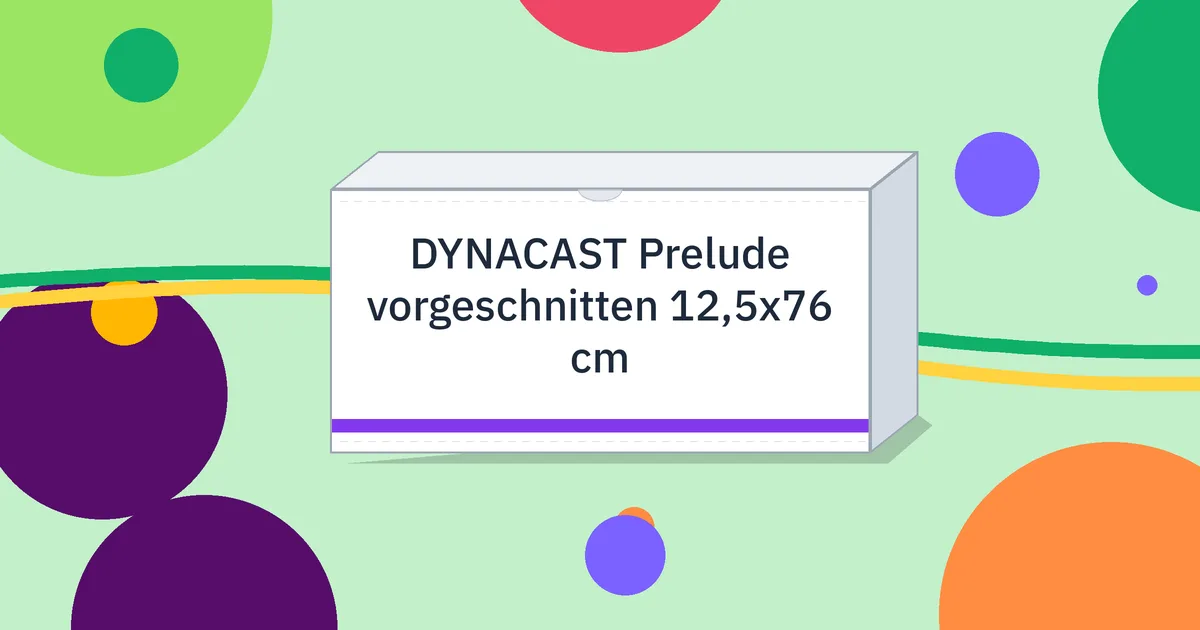 Symbolbild: Packung mit der Aufschrift DYNACAST Prelude vorgeschnitten 12,5x76 cm (PZN 01869289) – Verfügbarkeit und Bezug in Apotheken in Frankfurt am Main