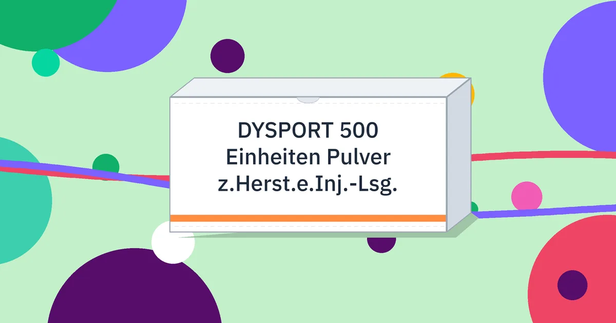 Symbolbild: Packung mit der Aufschrift DYSPORT 500 Einheiten Pulver z.Herst.e.Inj.-Lsg. (PZN 17523972) – Verfügbarkeit und Bezug in Apotheken in Frankfurt am Main