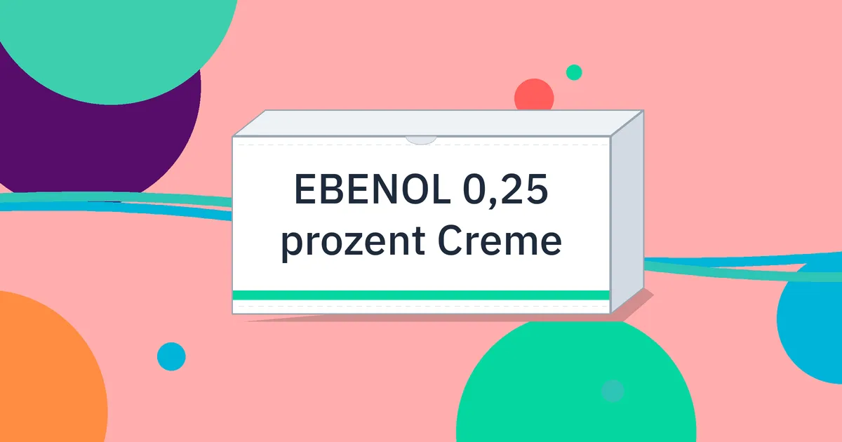 Symbolbild: Packung mit der Aufschrift EBENOL 0,25 prozent Creme (PZN 04479146) – Verfügbarkeit und Bezug in Apotheken in Frankfurt am Main
