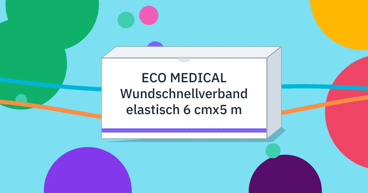 Symbolbild: Packung mit der Aufschrift ECO MEDICAL Wundschnellverband elastisch 6 cmx5 m (PZN 00736385) – Verfügbarkeit und Bezug in Apotheken in Frankfurt am Main