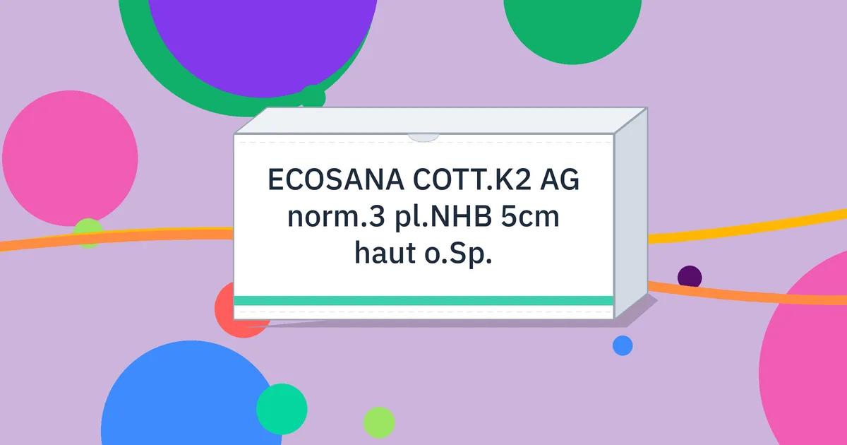Symbolbild: Packung mit der Aufschrift ECOSANA COTT.K2 AG norm.3 pl.NHB 5cm haut o.Sp. (PZN 16949640) – Verfügbarkeit und Bezug in Apotheken in Frankfurt am Main