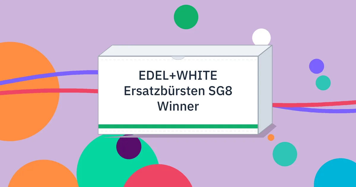Symbolbild: Packung mit der Aufschrift EDEL+WHITE Ersatzbürsten SG8 Winner (PZN 13656570) – Verfügbarkeit und Bezug in Apotheken in Frankfurt am Main