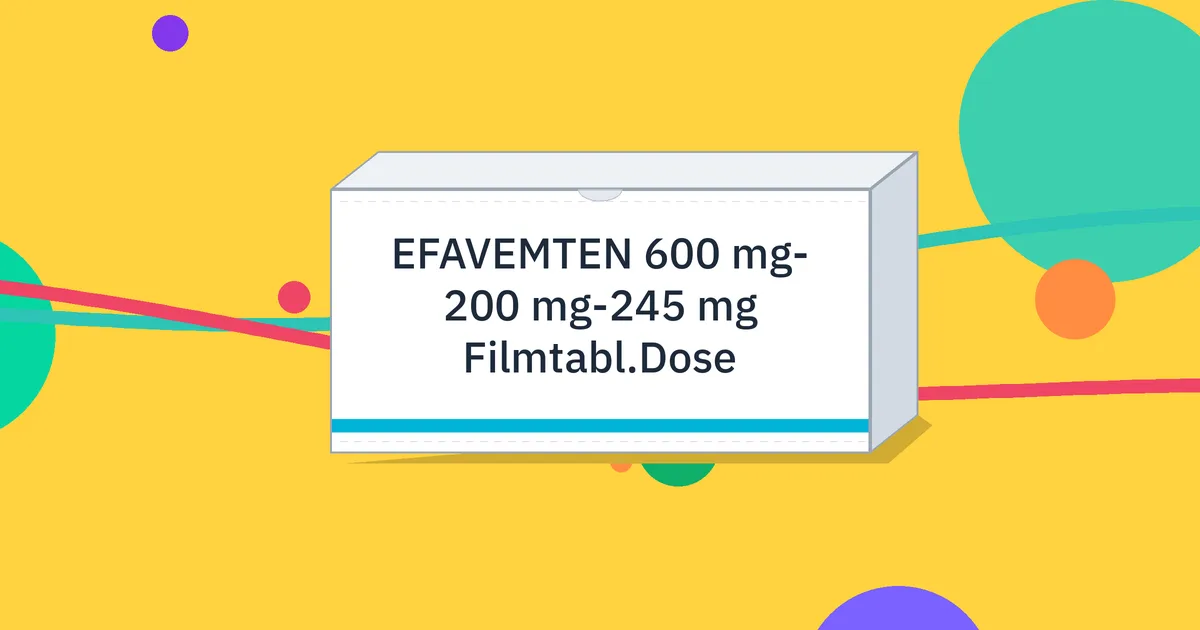 Symbolbild: Packung mit der Aufschrift EFAVEMTEN 600 mg-200 mg-245 mg Filmtabl.Dose (PZN 13872196) – Verfügbarkeit und Bezug in Apotheken in Frankfurt am Main